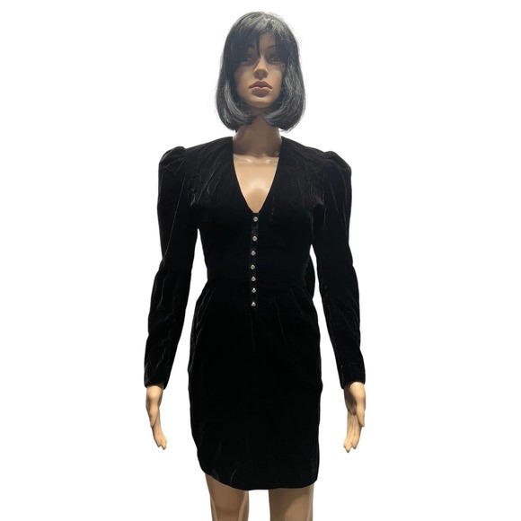 Vintage | Dresses | Vtg 8s Climax David Howard Karen Okada Black Velvet ...